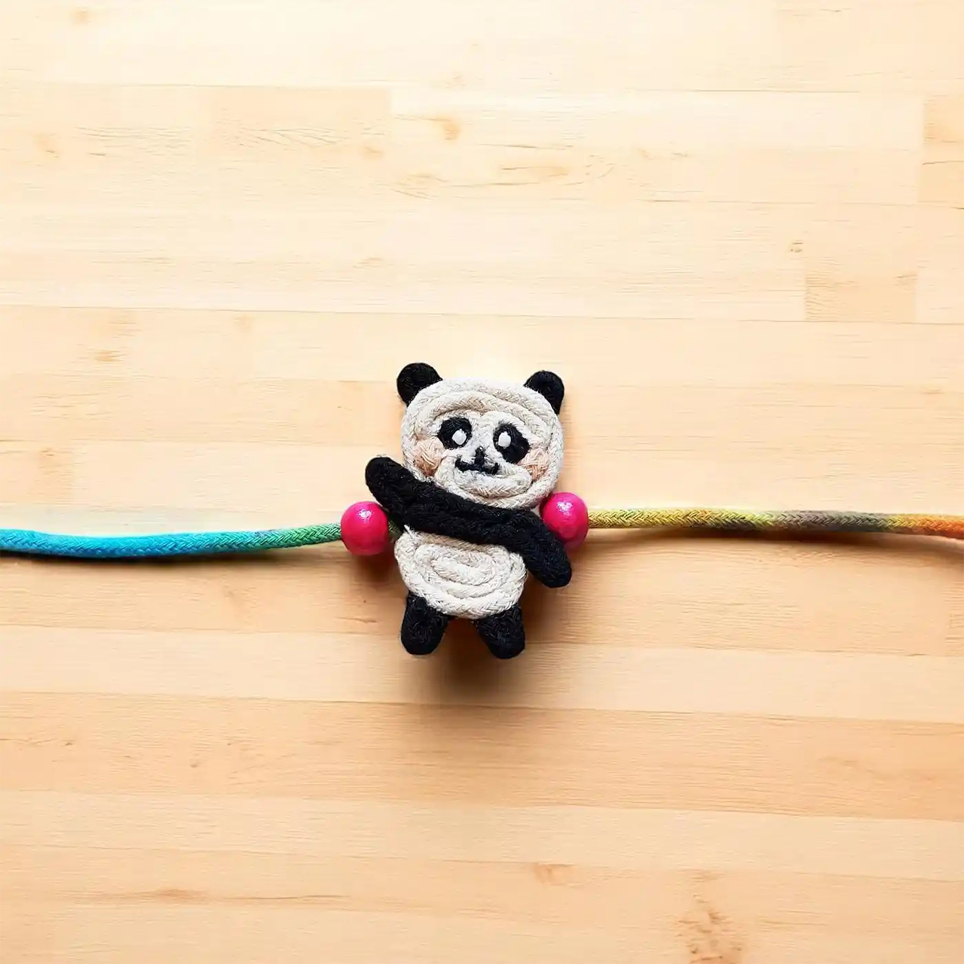 Buy Handmade Dori Work Cute Panda Kids Rakhi With Roli Chawal Online On ...