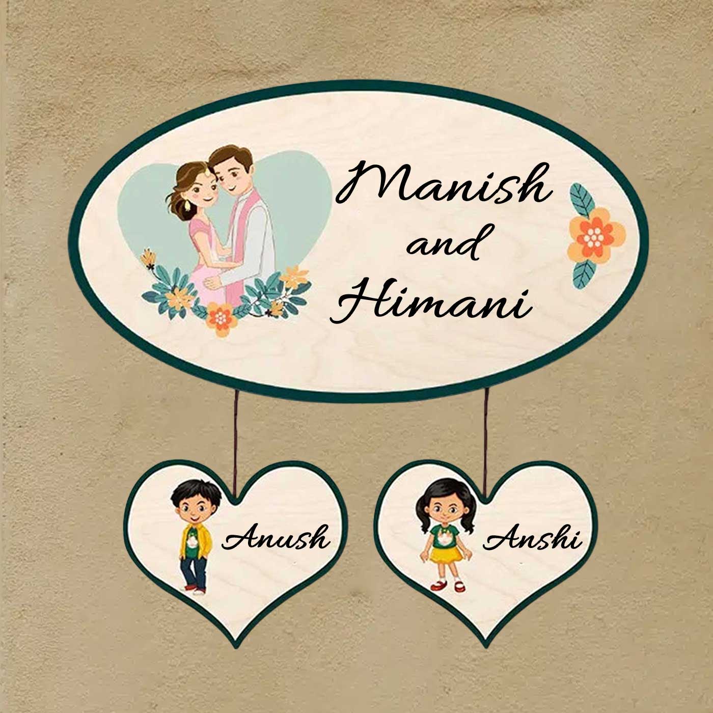 Buy Printed Wooden Oval Character Nameplate For Family & Couples Online ...