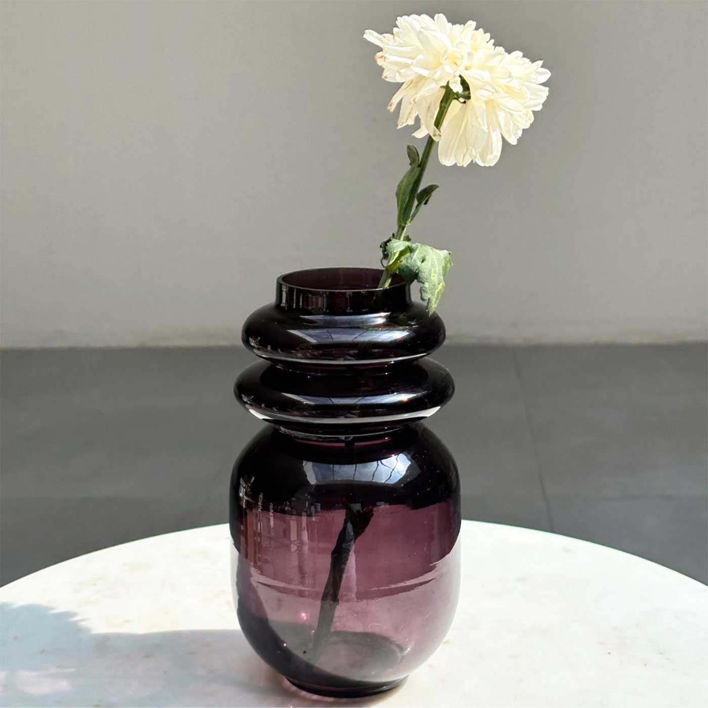 Buy Handmade Dark Lilac Loop Glass Vase | 8 inch Online On Zwende