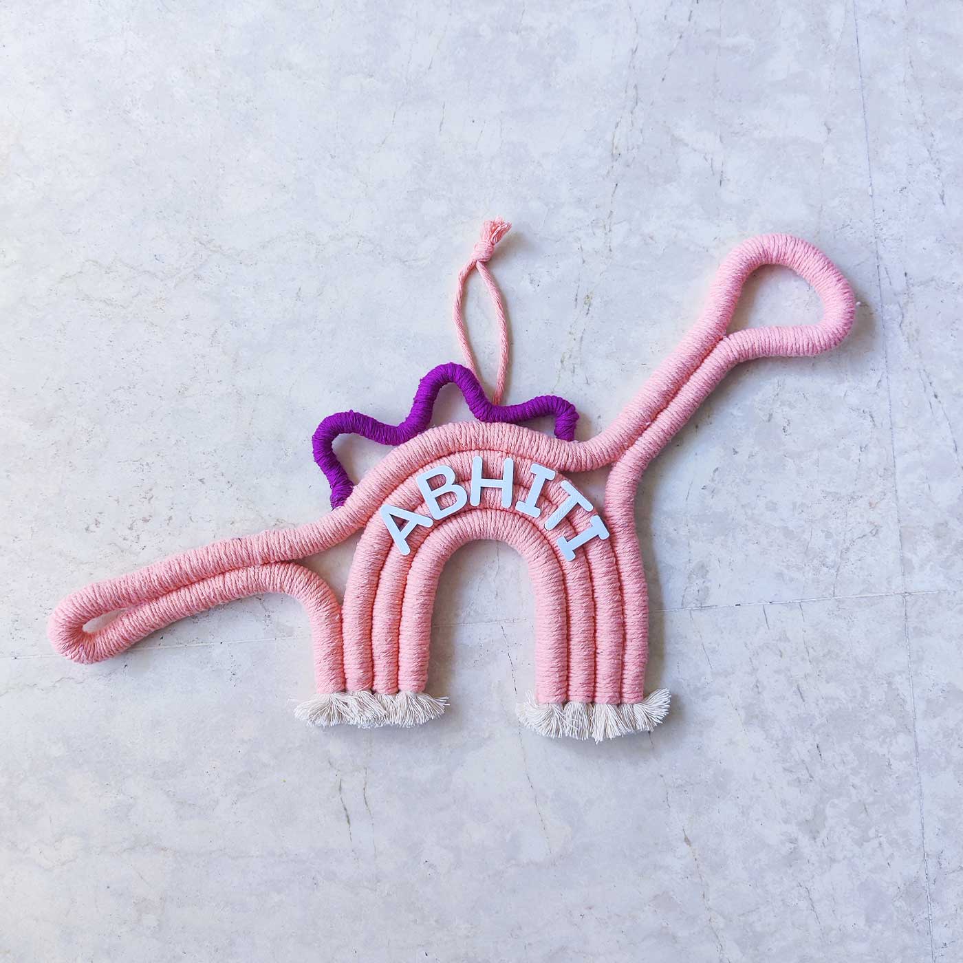 Buy Personalized Handmade Macrame Dinosaur Kids Name Plate With 3D ...