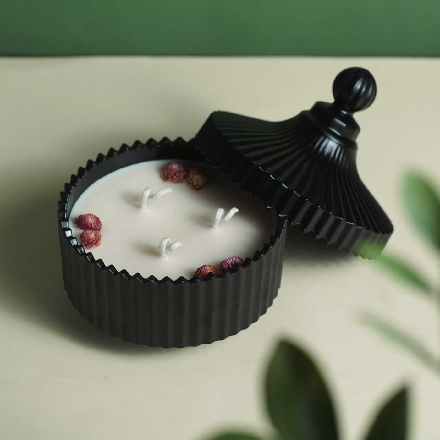 Buy Handmade Black Candy Jar Wax Scented Candle Online On Zwende
