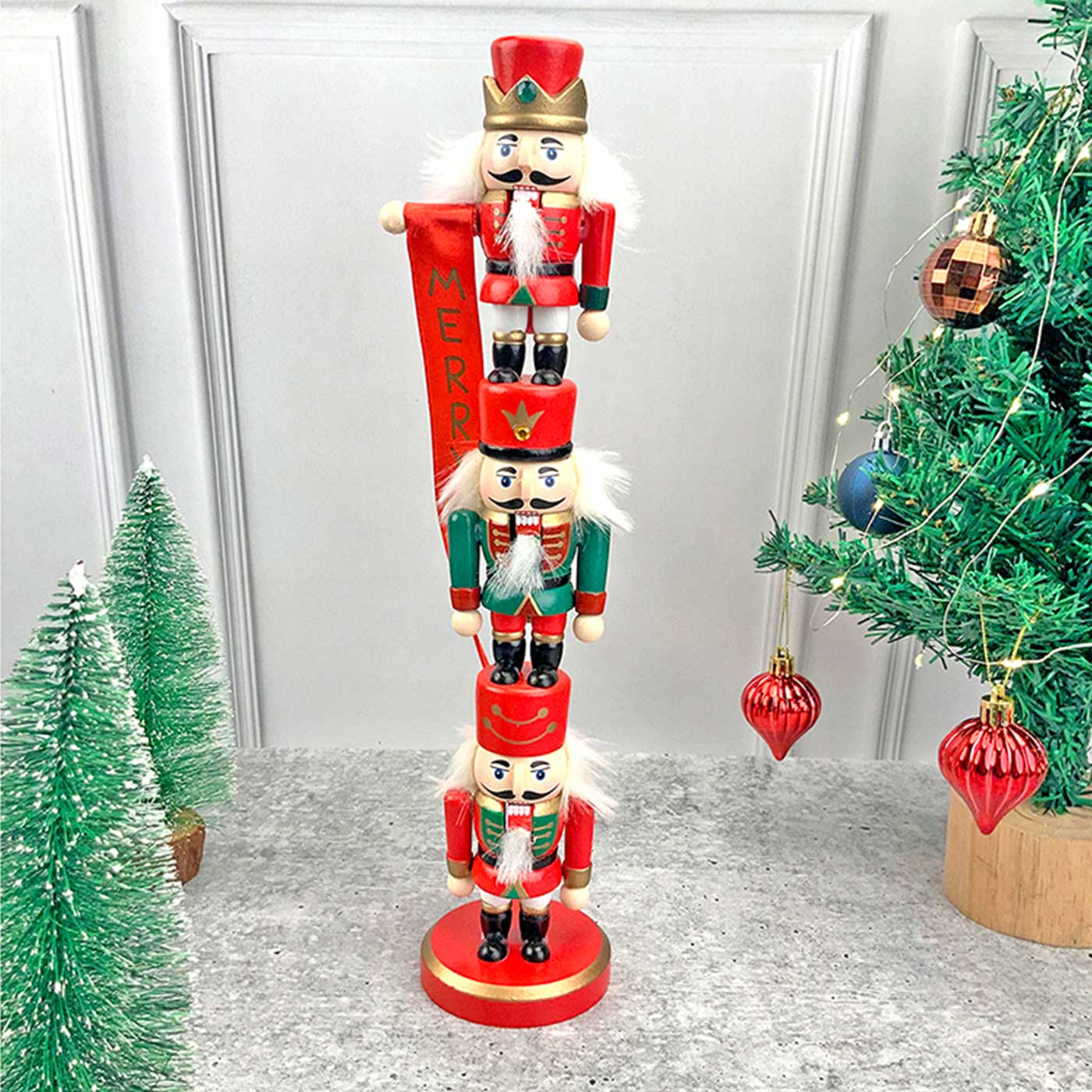 Buy 3-Tier Stacked Nutcracker Wooden Decor For Christmas Table ...