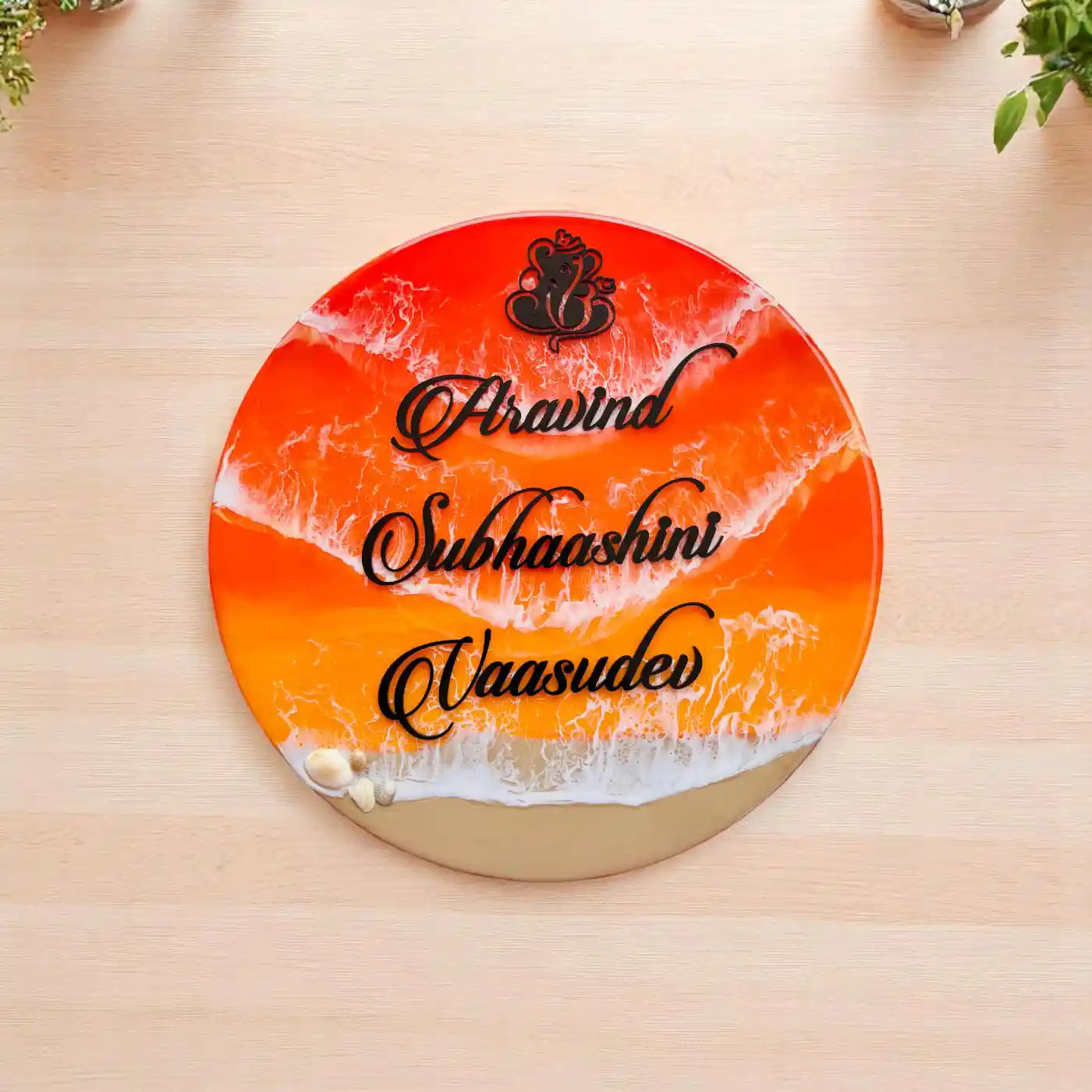 Buy Personalized Orange Beach Theme Resin Name Plate Online On Zwende