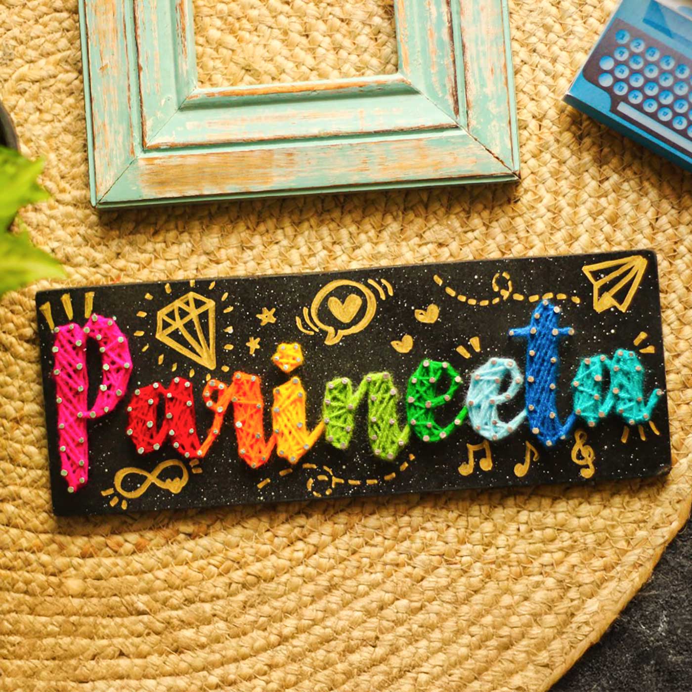 Buy Personalized String Art Colourful MDF Wood Name Plate Online On Zwende