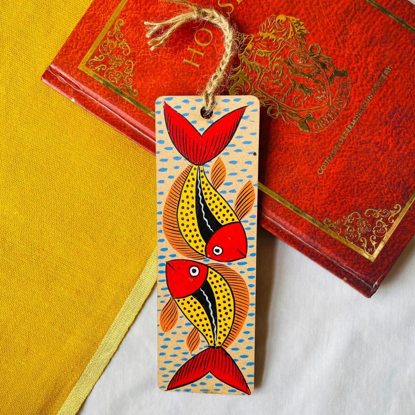 Buy Hand-Painted Pattachitra Meen Mdf Wood Bookmark Online On Zwende