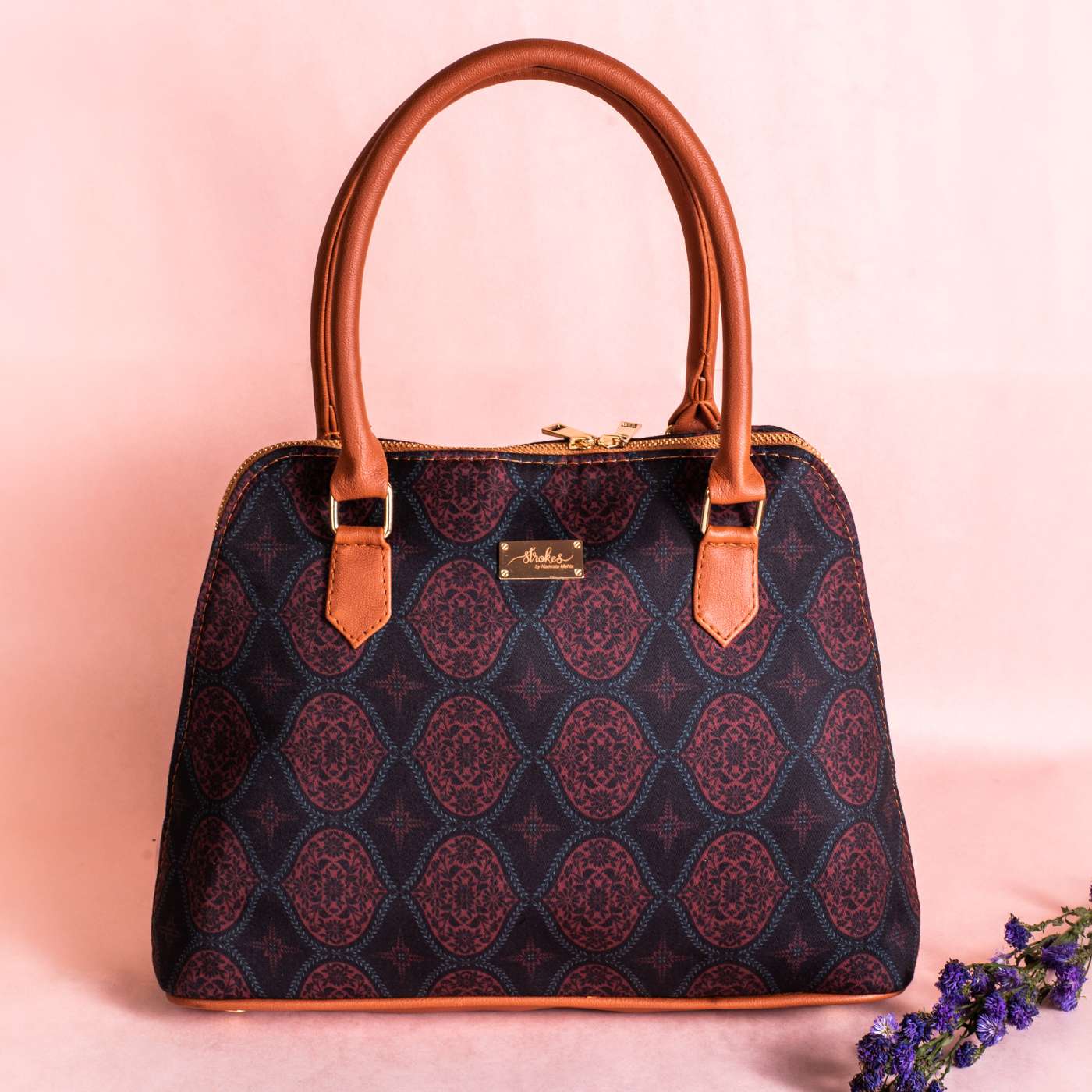 Buy Regal Damask Vegan Leather Handbag Online On Zwende