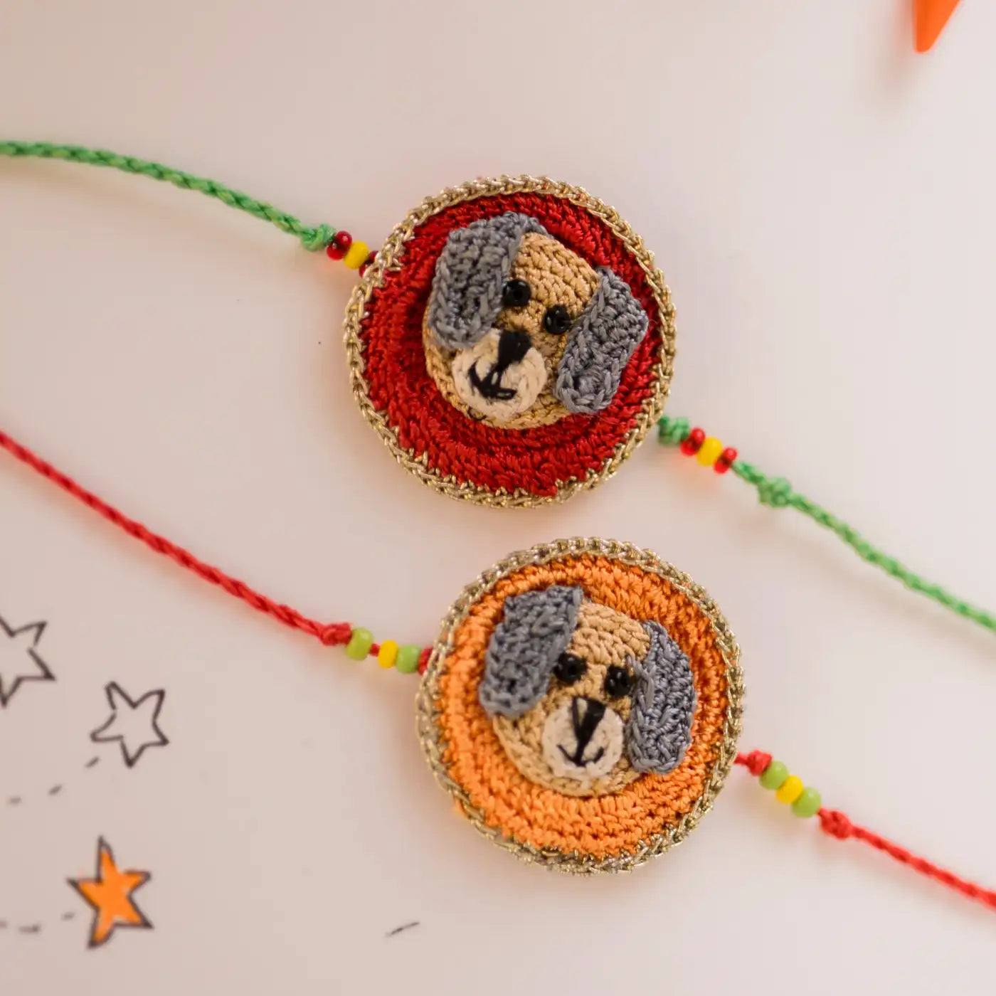 Buy Handmade Crochet Dog Theme Kids Rakhi With Roli Chawal | Set Of 2 ...
