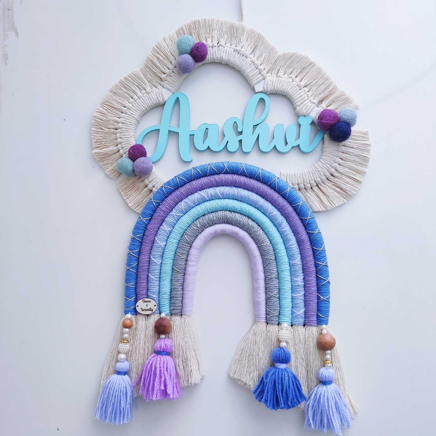 Buy Personalized Handmade Macrame Cloud Rainbow Kids Name Plate With 3D ...