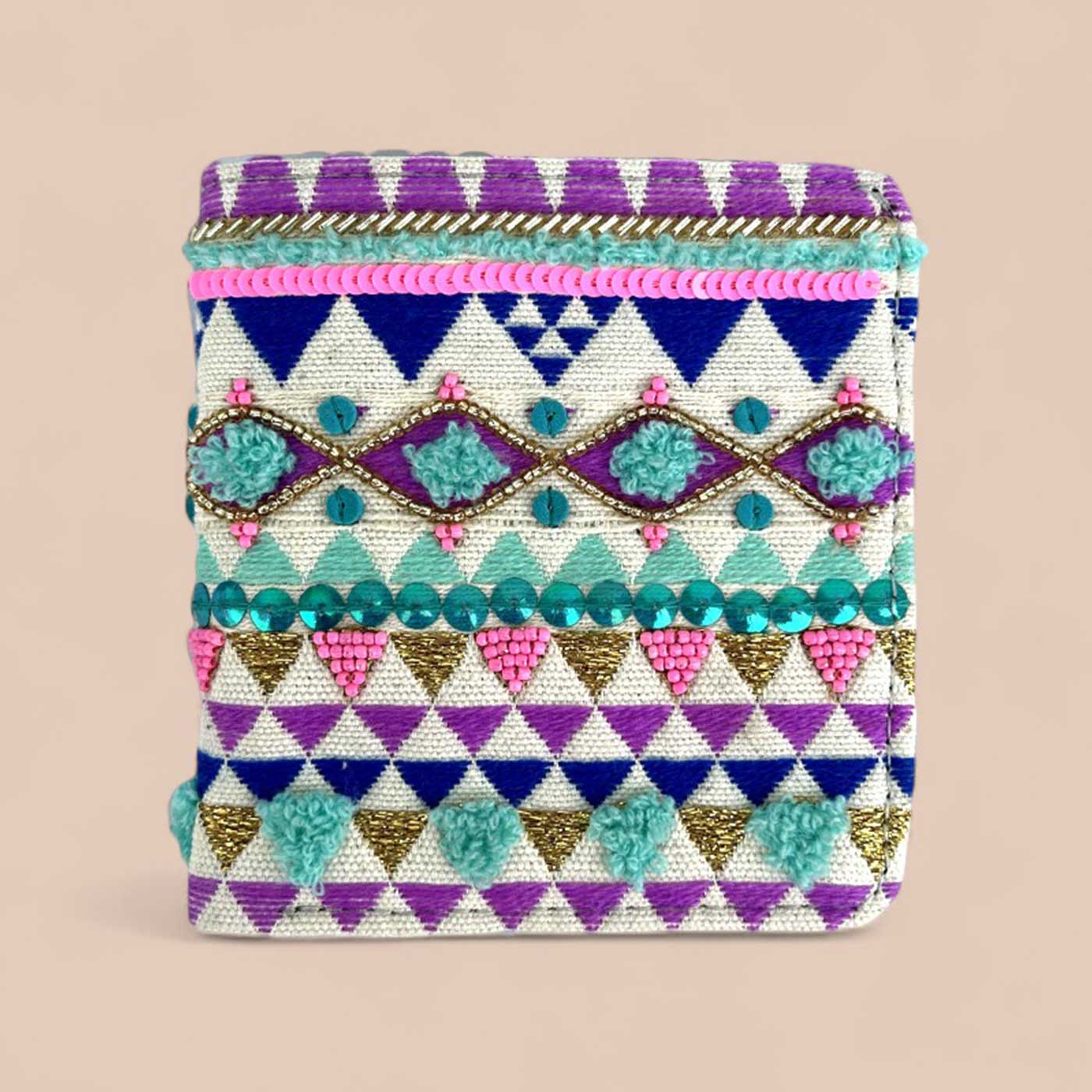 Buy Handmade Embroidered Ne Triangles Design Jacquard Wallet Online On ...