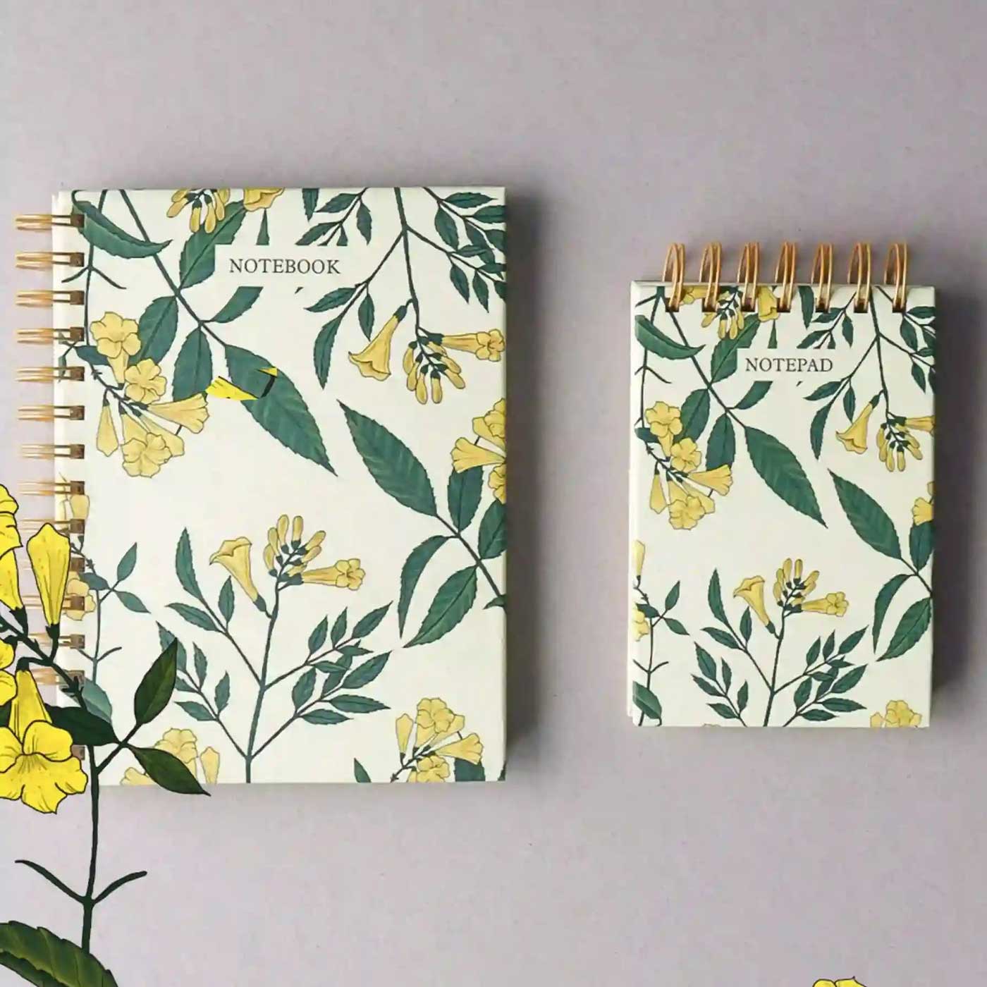 Buy Handmade Kaner Yellow Spiral Notebook and Notepad Set | 80 Pages ...