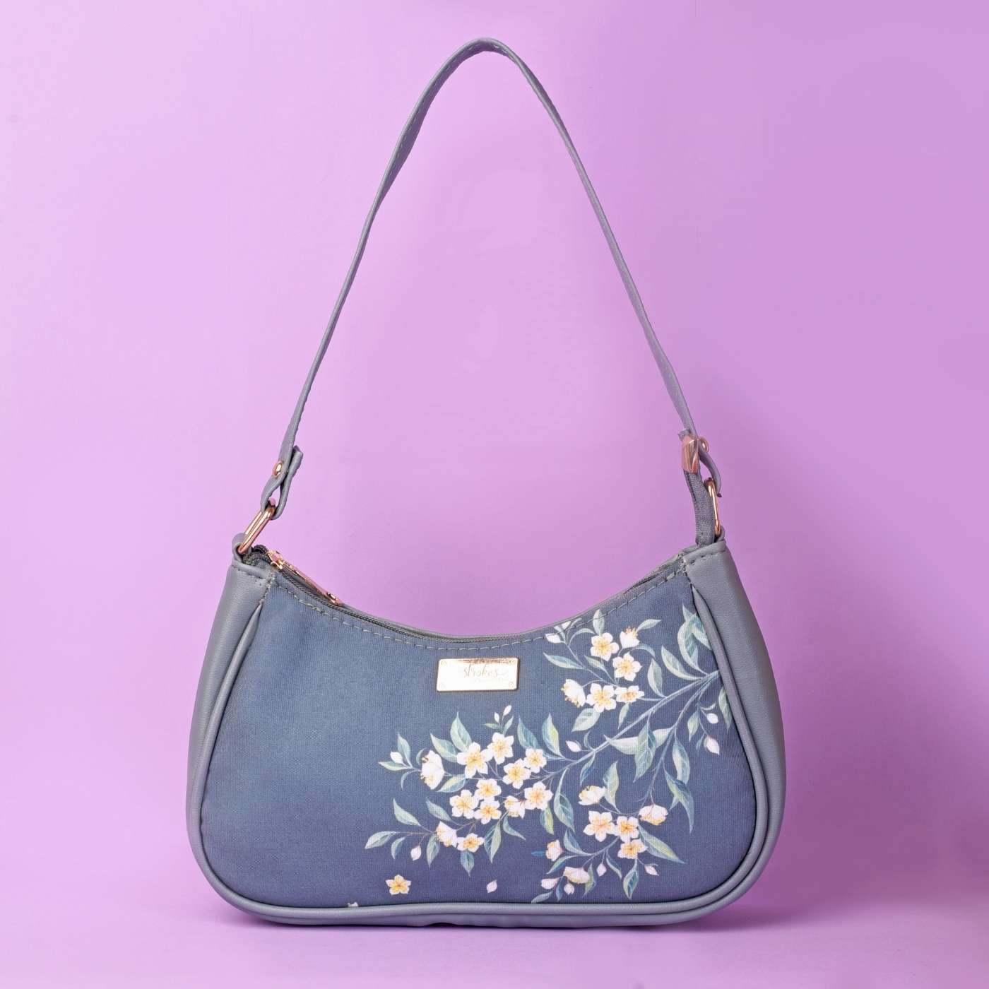 Buy Periwinkle Vegan Leather Baguette Bag Online On Zwende