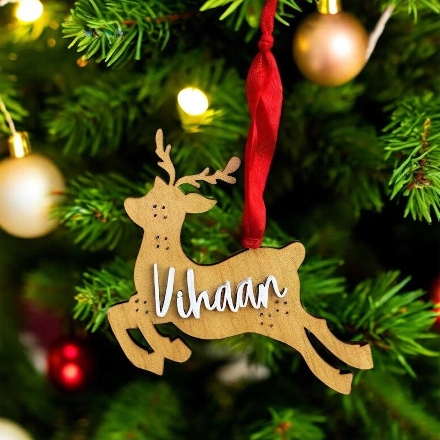 Buy Personalized The Reindeer Mdf Wood Ornaments For Christmas Tree ...