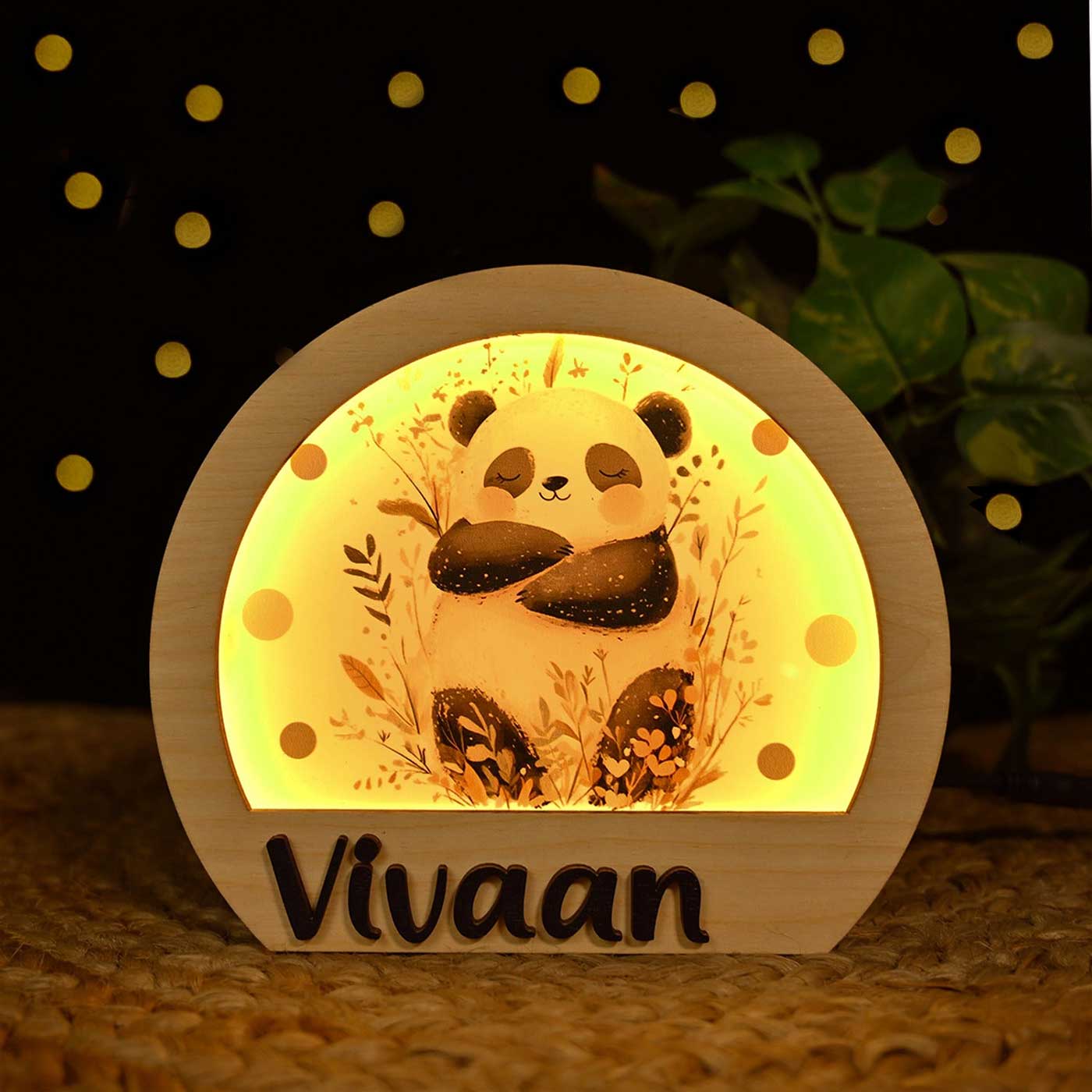 Buy Personalized Panda Theme Wooden Table Lamp With 3D Letters Online ...