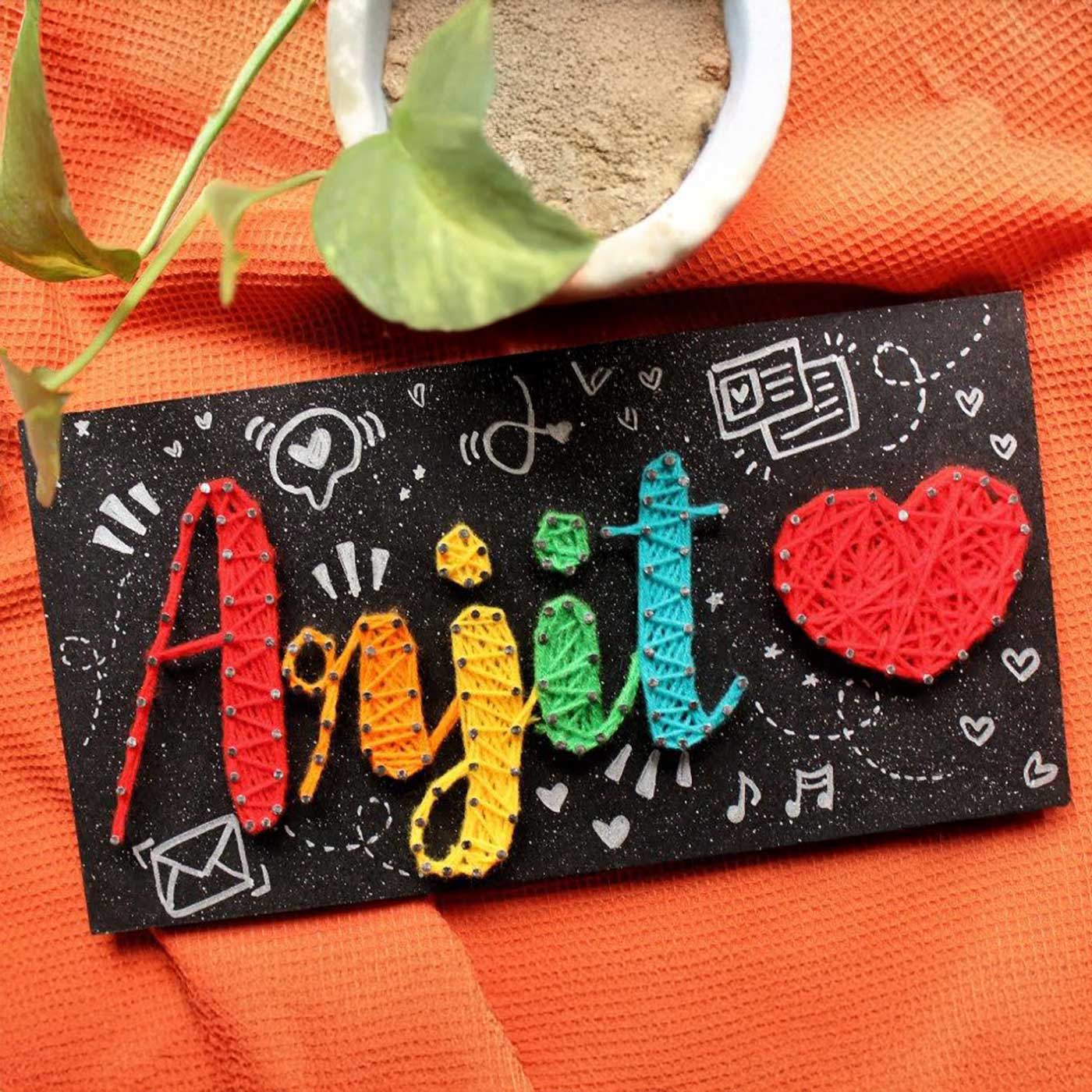 Buy Personalized String Art Red Heart Colourful MDF Wood Name Plate ...
