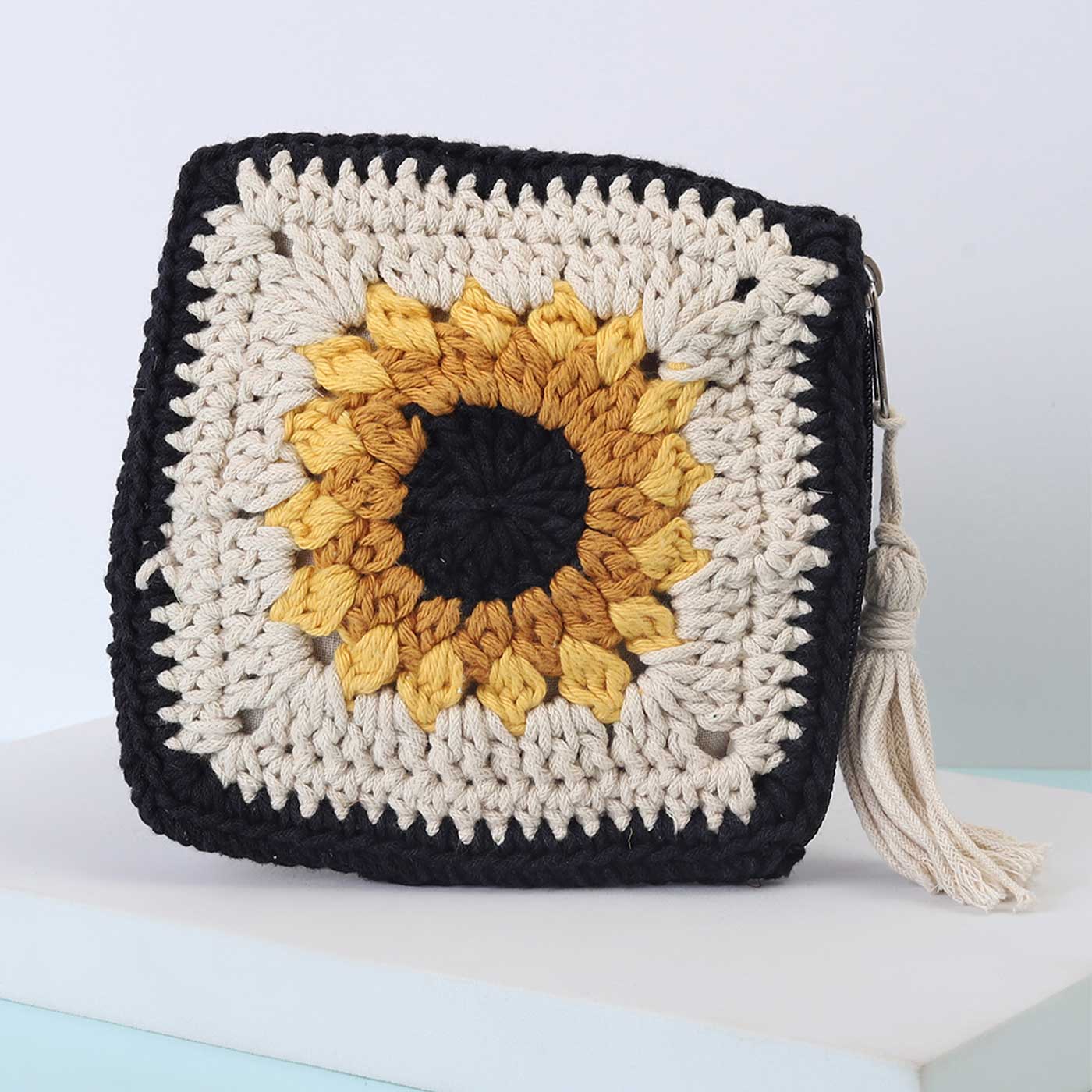 Buy Handmade Crochet Sunflower Pouch Online On Zwende