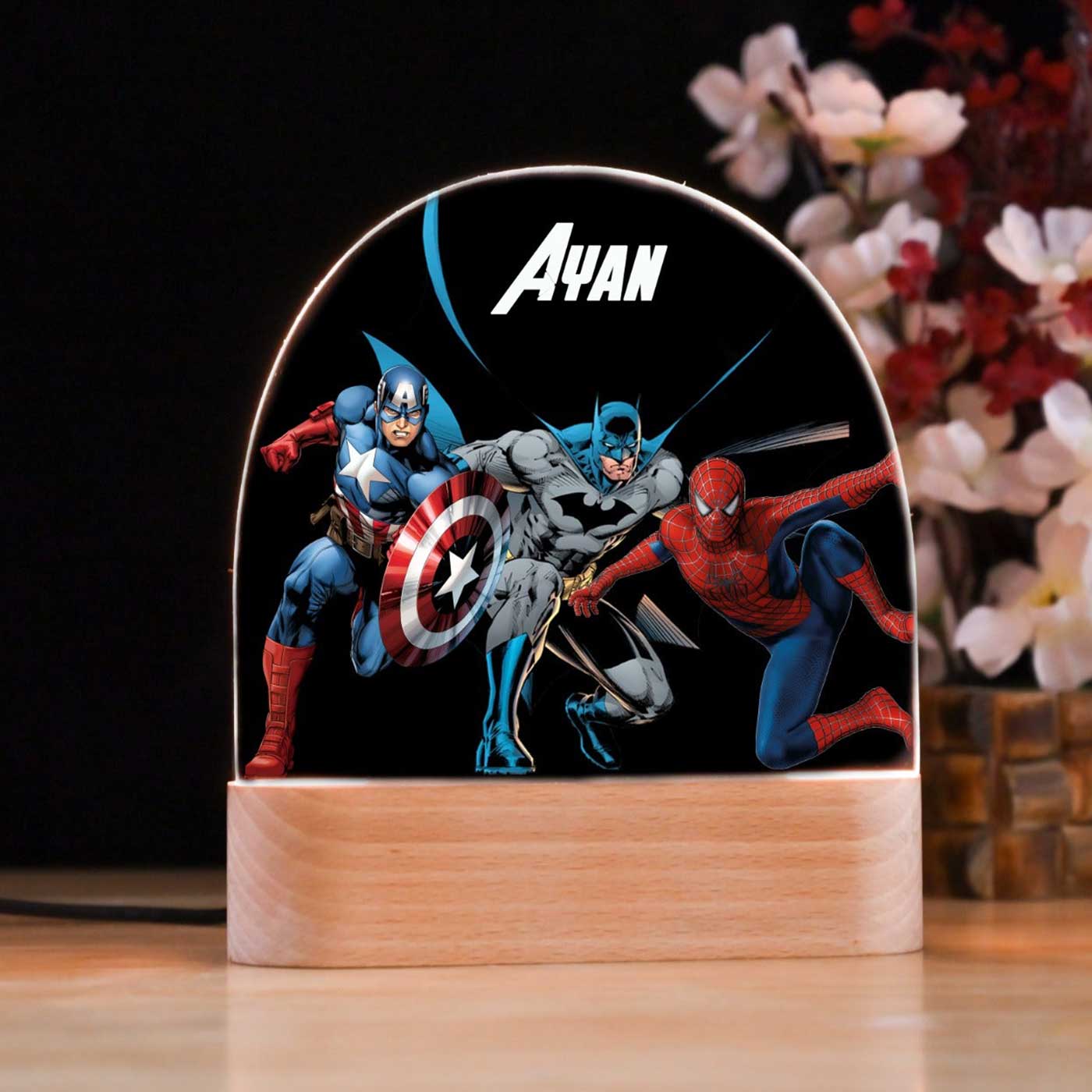 Buy Personalized Superheroes Theme Acrylic LED Table Lamp Online On Zwende