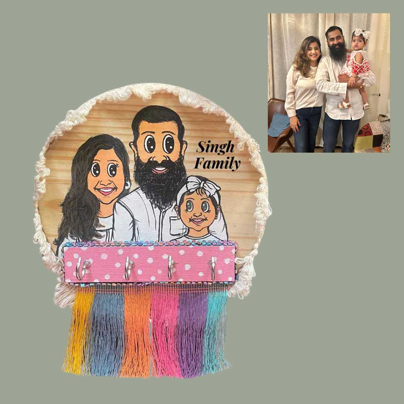 Buy Photo Personalized Caricature Pink Key Chain Holder Online On Zwende