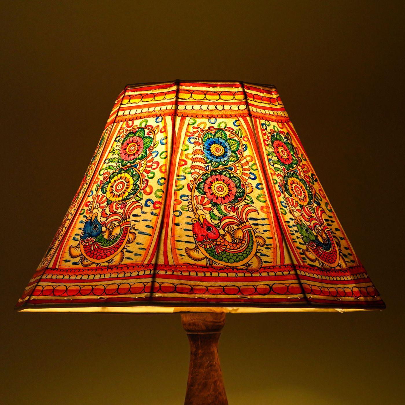 Buy Floral Fish Hand Painted Tholu Bommalata Lamp Shade | 10 inches ...