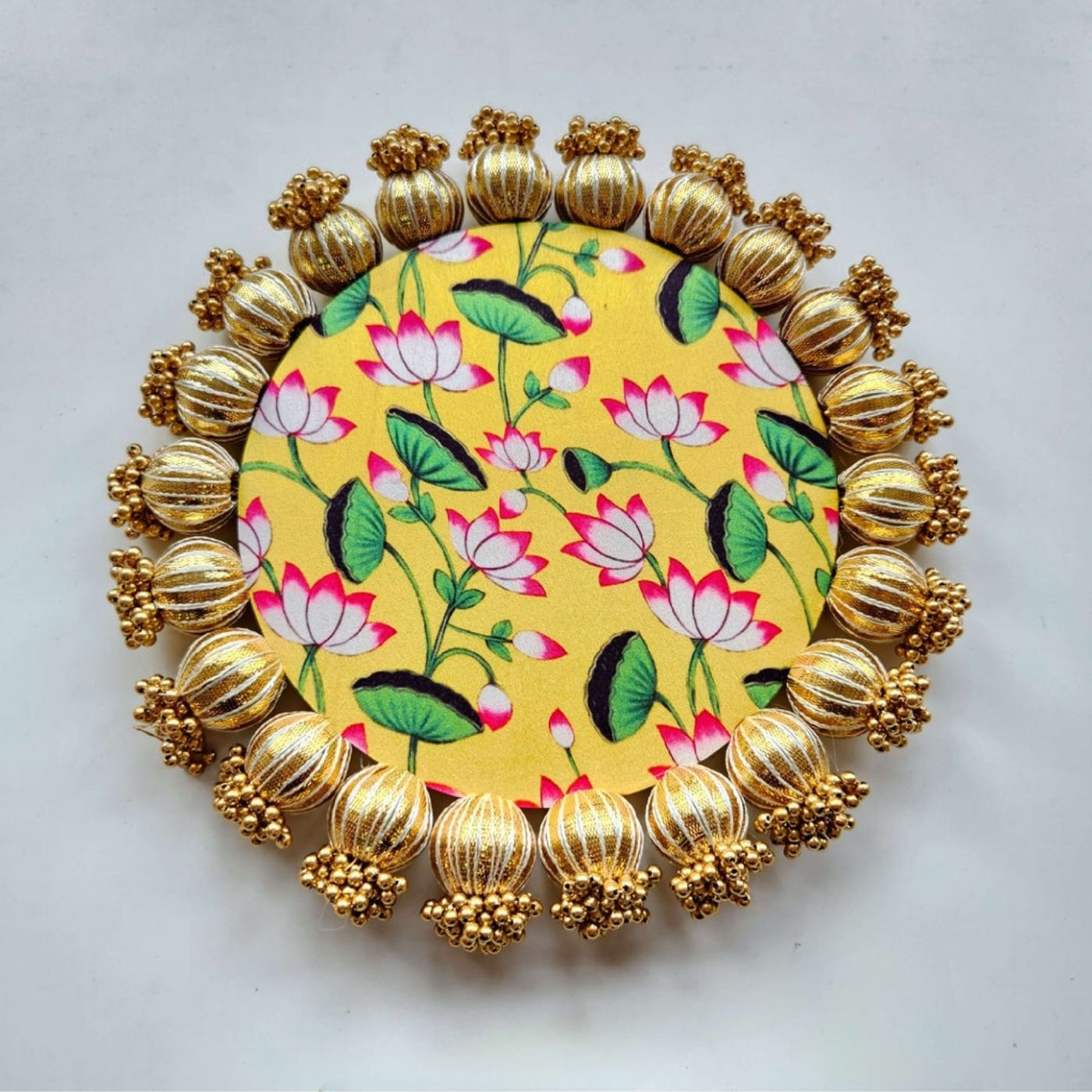Buy Reversible Handmade Pink & Yellow Pichwai Rangoli Online On Zwende
