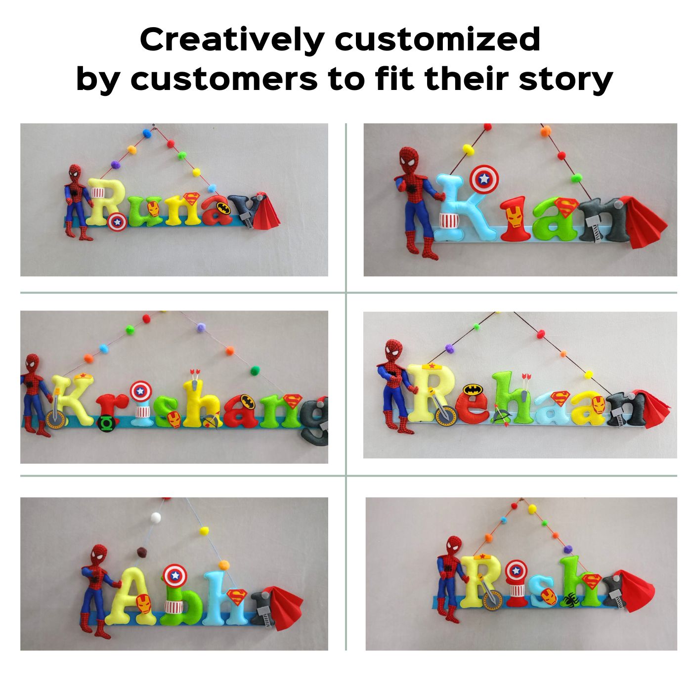 Buy Handcrafted Personalized Spiderman Avenger Felt Nameplate for Kids ...