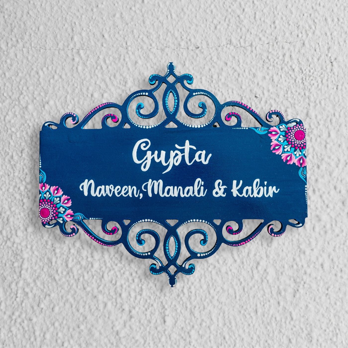Buy Handcrafted Dot Art Rectangular Name Plate Online On Zwende