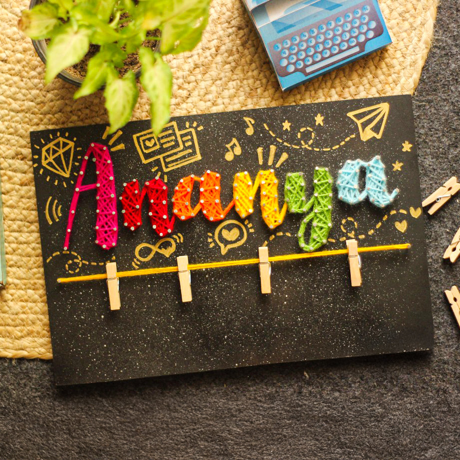 Buy Personalized String Art Colourful MDF Wood Name Plate Online On Zwende