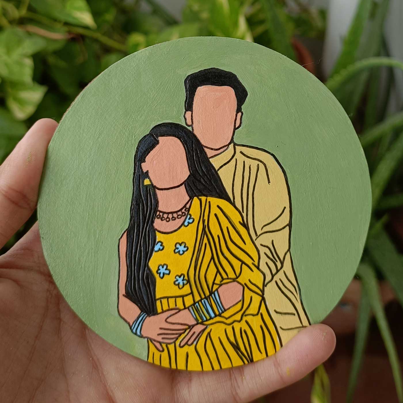 Buy Photo Personalized Hand-Painted Lovely Couples Theme MDF Wood ...