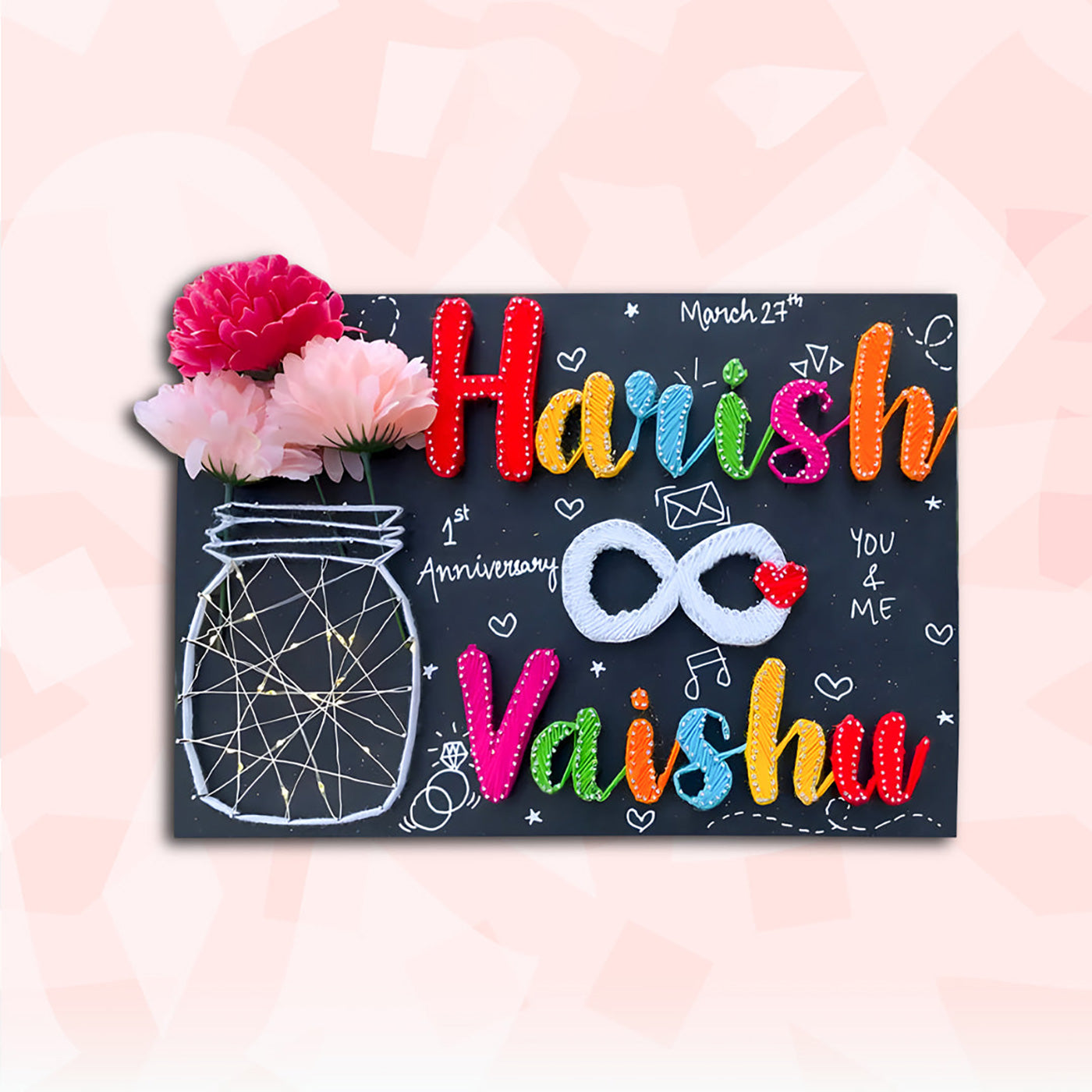 Buy Personalized String Art Infinity Mdf Wood Name Plate For Couples ...