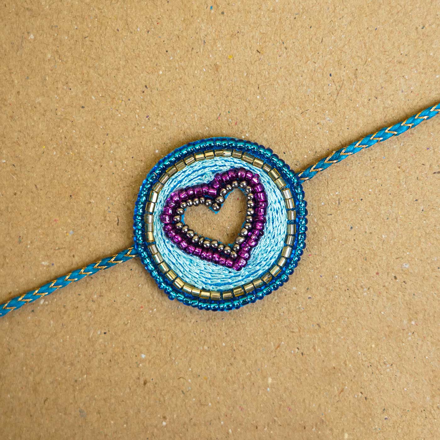 Buy Handmade Beaded Heart Rakhi With Roli Chawal Online On Zwende