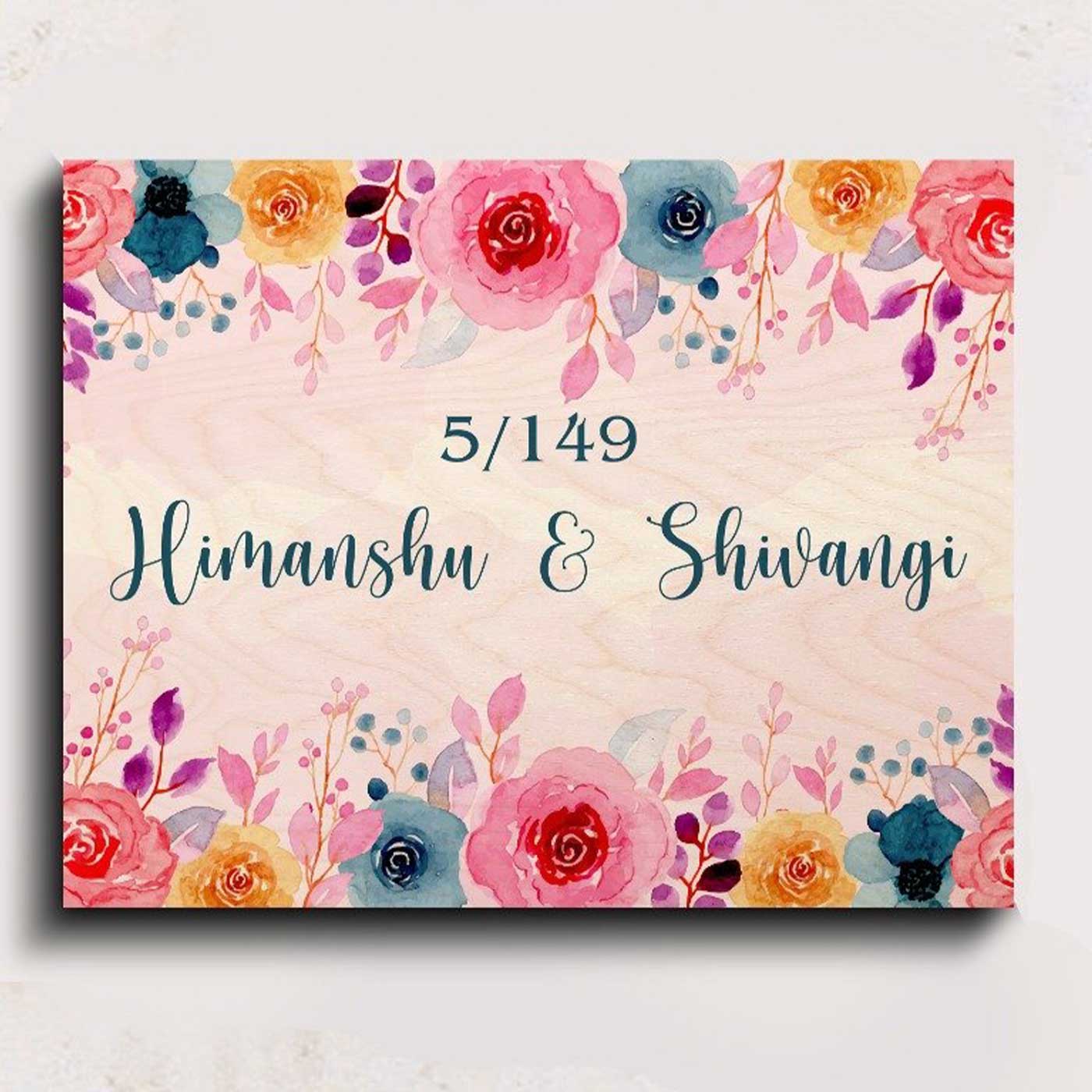 Buy Printed Multicolour Spring Floral Wooden Rectangle Nameplate Online ...