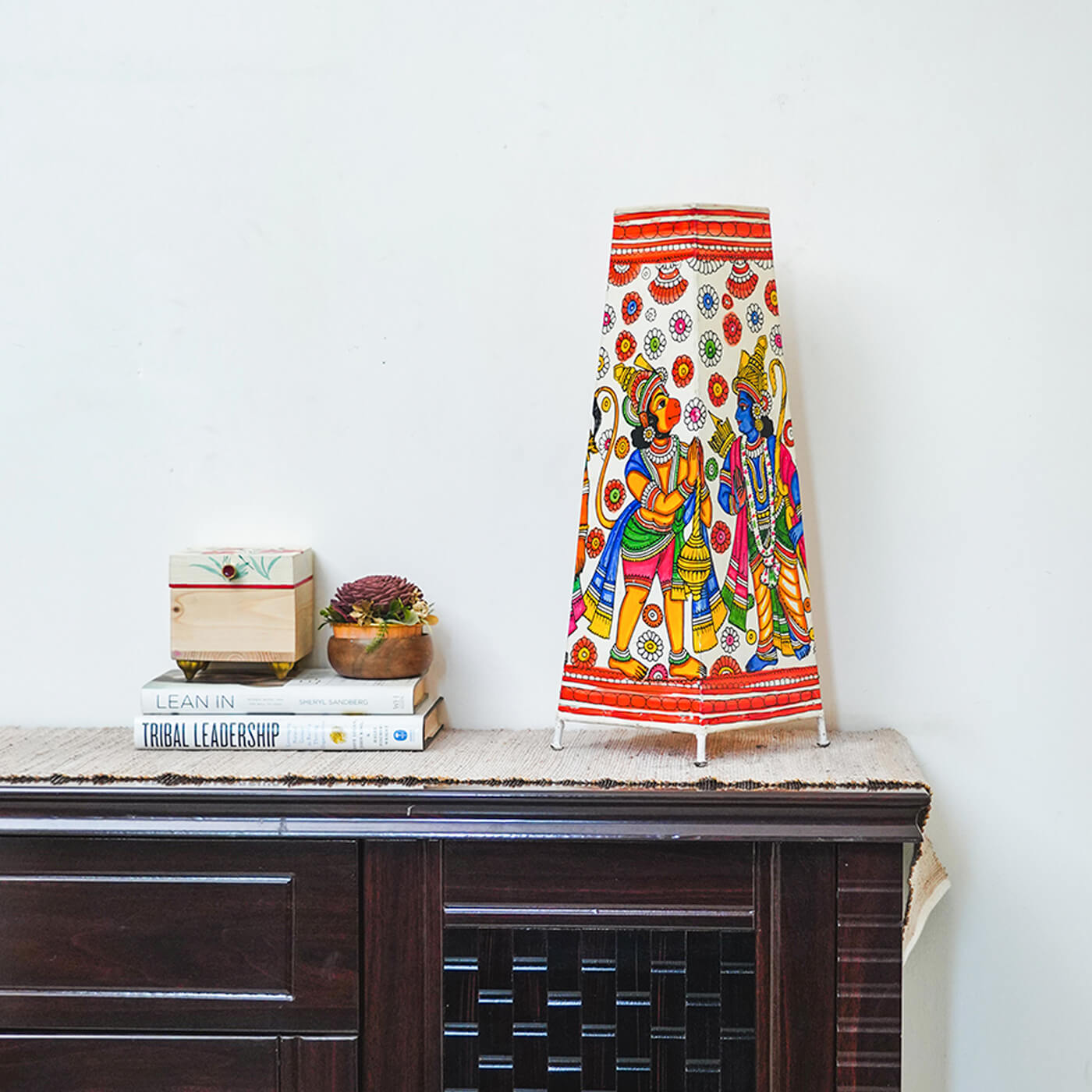 Buy Ramayana Hand Painted Tholu Bommalata Trapezium Lamp | 17 inches ...