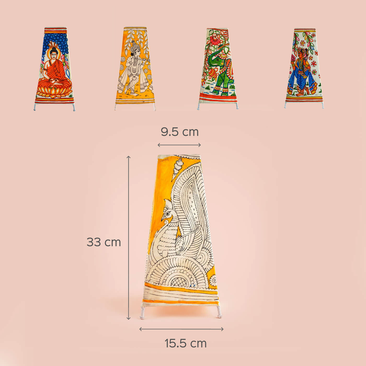 Buy Krishna Leela Hand Painted Tholu Bommalata Tall Tabletop Lamp | 13 ...