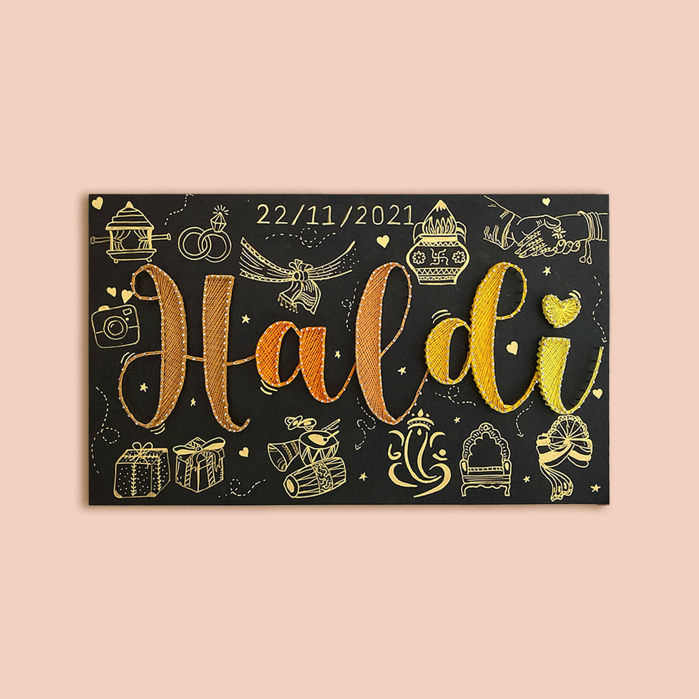 Buy String Art Haldi Theme Personalized Nameplate Online On Zwende