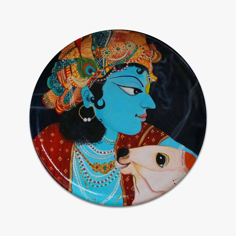 Handpainted Wooden Wall Plate With Radha Krishna Artwork | Set of 2 ...