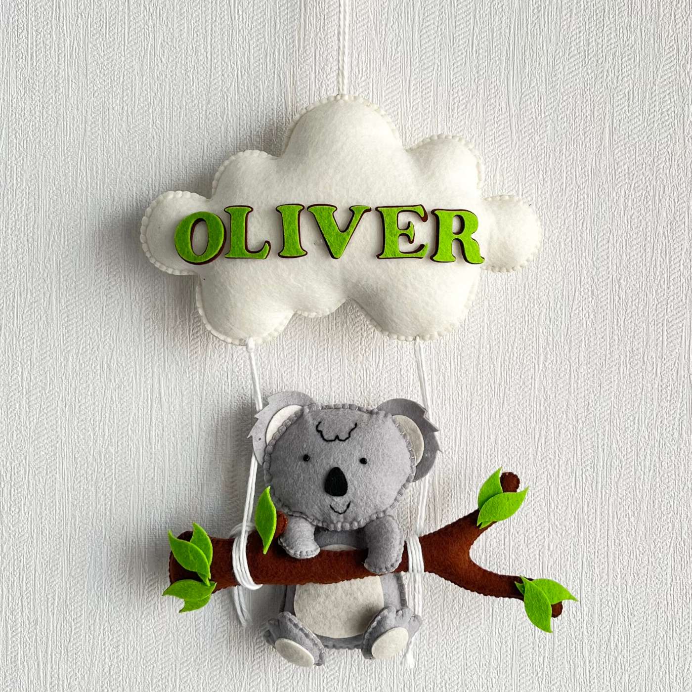Buy Personalized Koala'S Cling Theme Felt Kids Name Plate Online On Zwende
