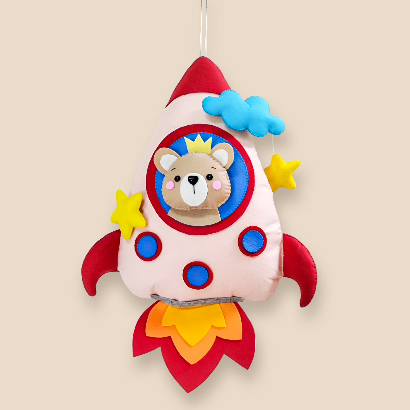 Buy Handmade Bear In Rocket Theme Felt Hanging Online On Zwende