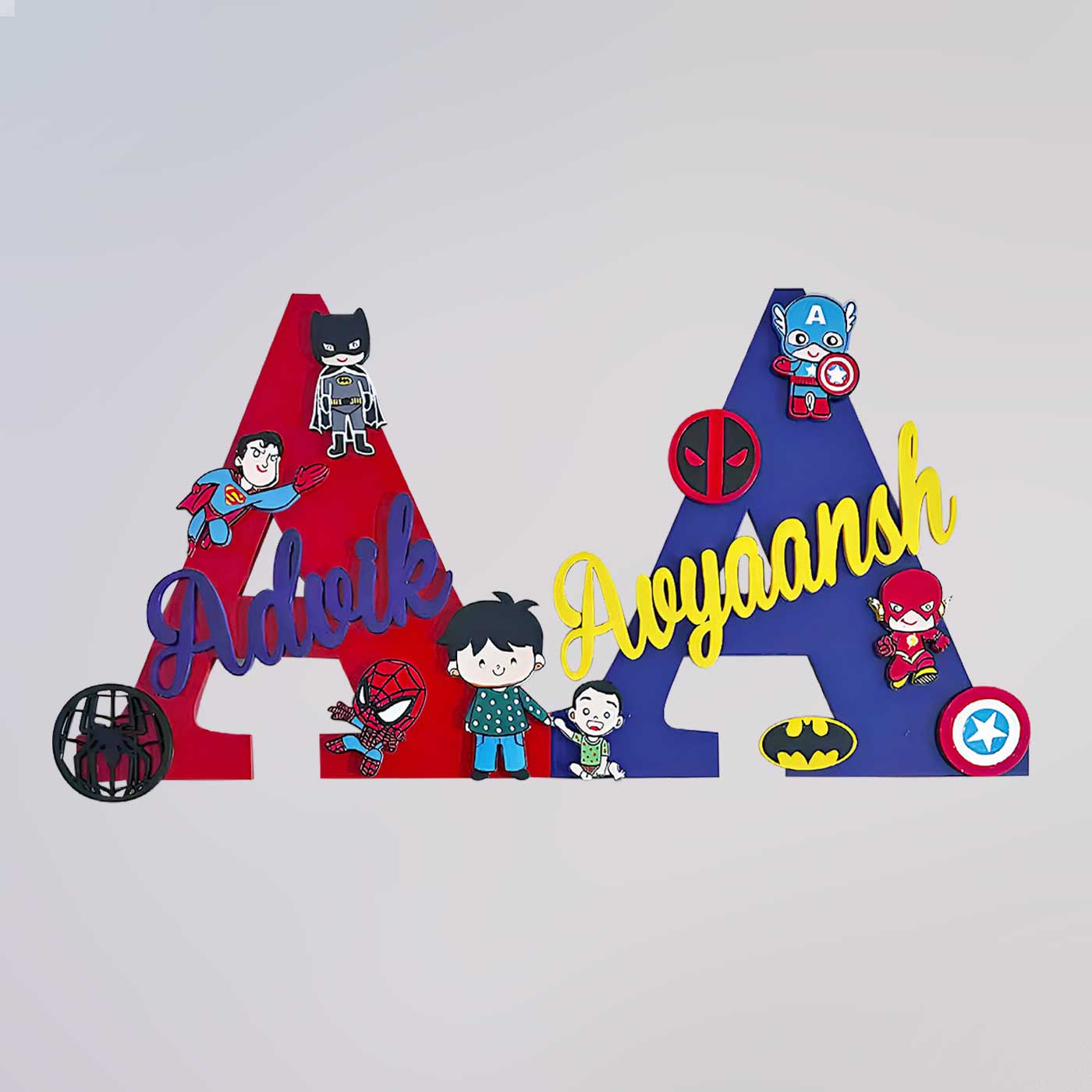 Buy 10 inch | Hand Painted Sibling Special Monogram Personalised Kids ...