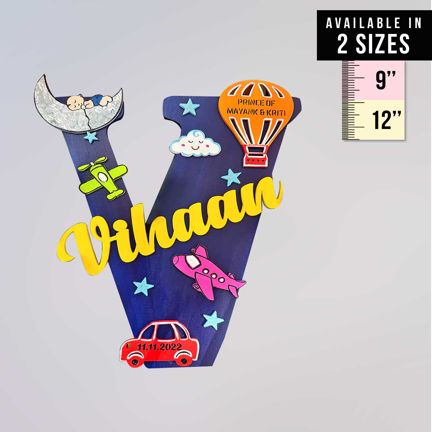 Buy Handcrafted Personalized Kids Baby Boy Themed Monogram MDF ...