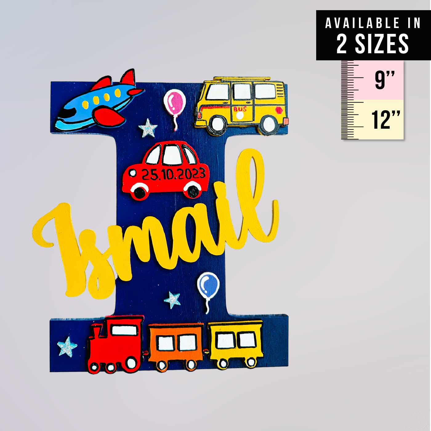 Buy Personalized Hand-painted Transport Theme MDF Wood Monogram With 3D ...