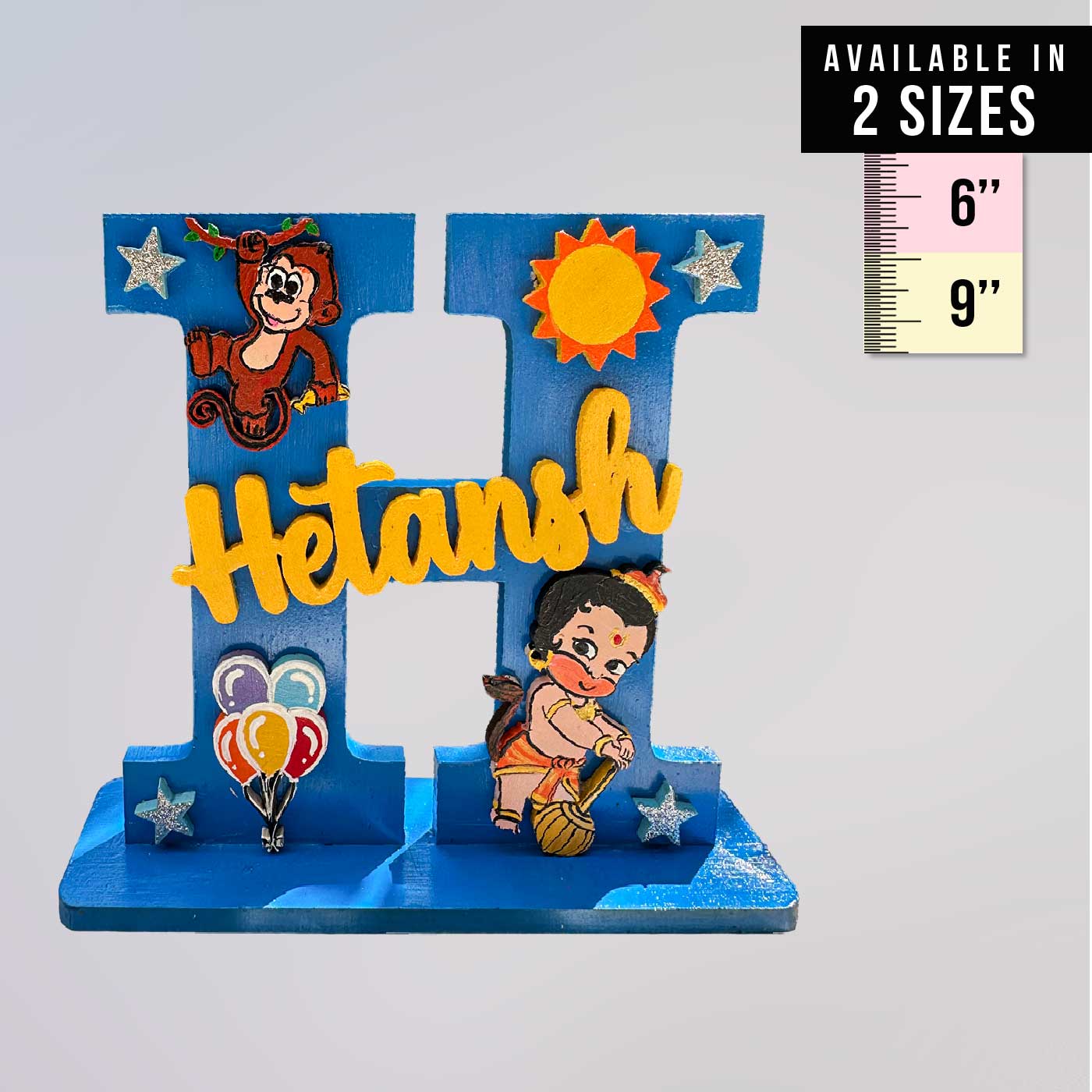 Buy Personalized Hand-painted Bal Hanuman MDF Wood Monogram With 3D ...
