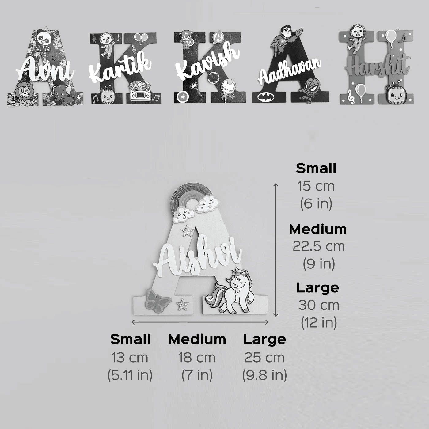 Buy Hand Painted Personalised Kids Superhero Themed Monogram Nameplate ...