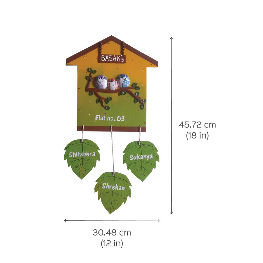 Buy Handcrafted Personalised Leaf Themed Nameplate Online On Zwende