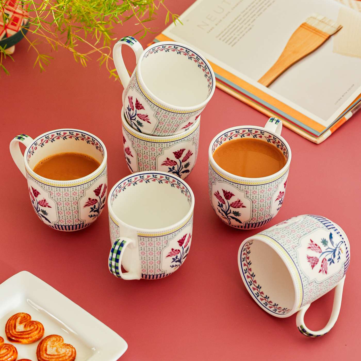 Buy Bouquet Tulip Garden Porcelain Mugs | Set Of 6 Online On Zwende