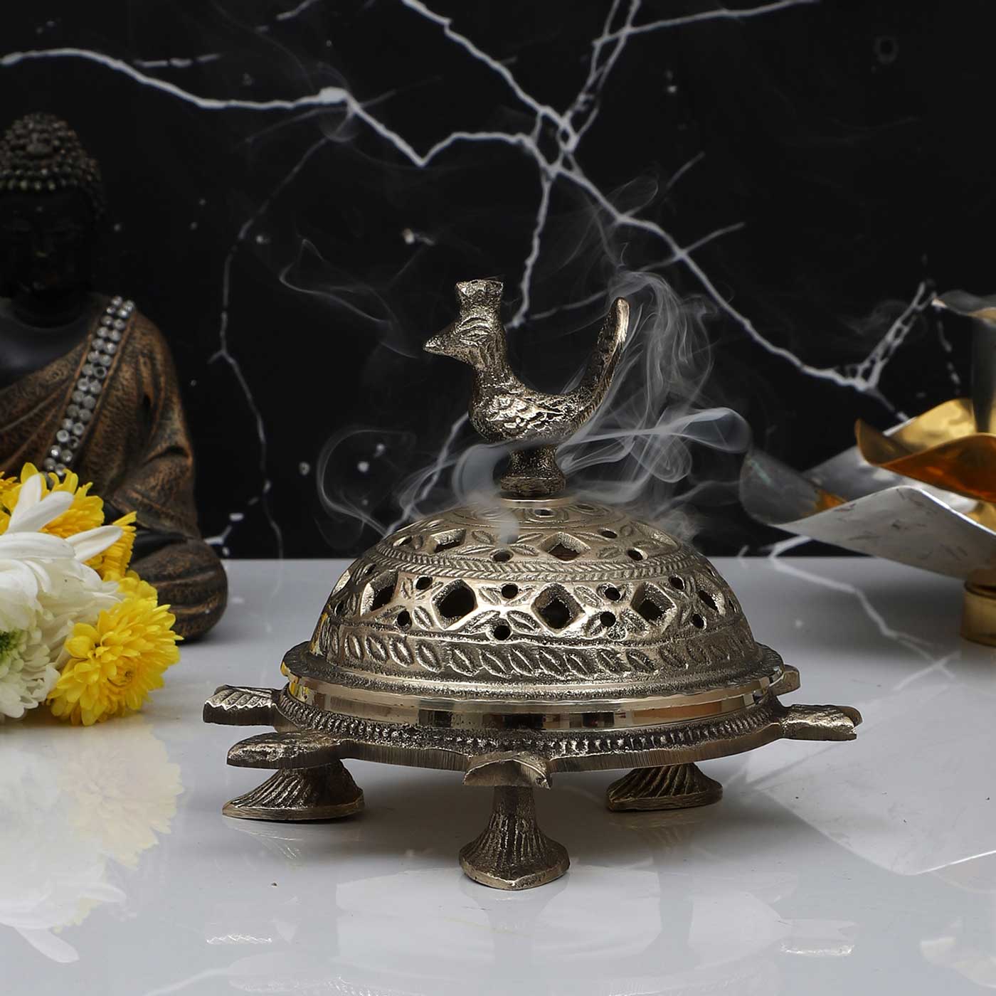 Buy Handmade Tortoise Brass Dhoop Fumer Online On Zwende