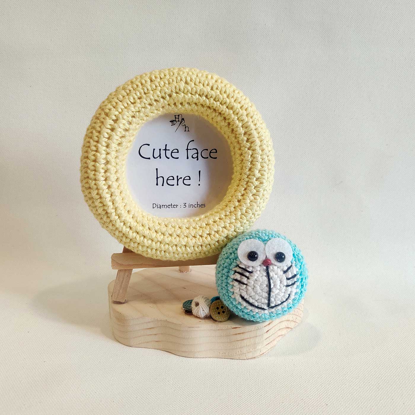 Buy Handmade Crochet Doraemon Kids Photo Frame & Rakhi With Roli Chawal ...