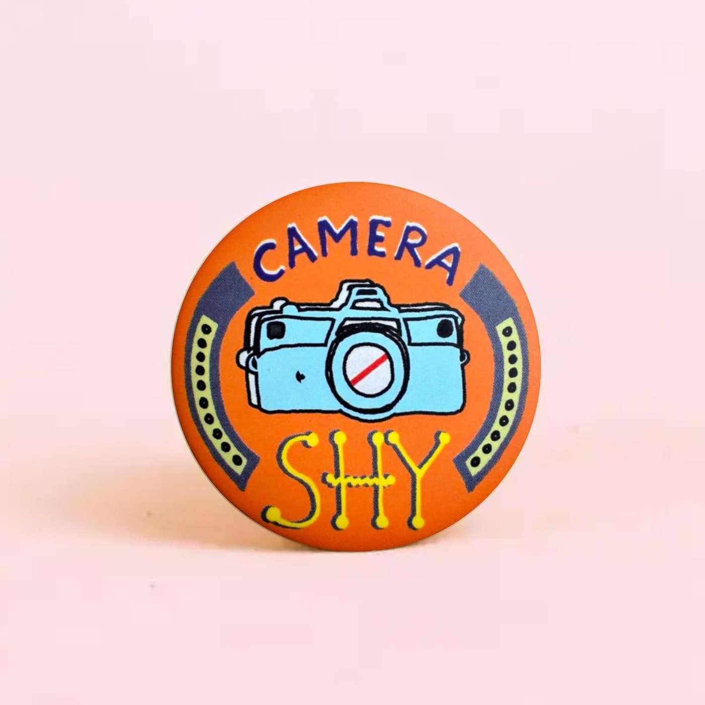 Buy Handmade "Camera Shy" Badge With Magnet Online On Zwende