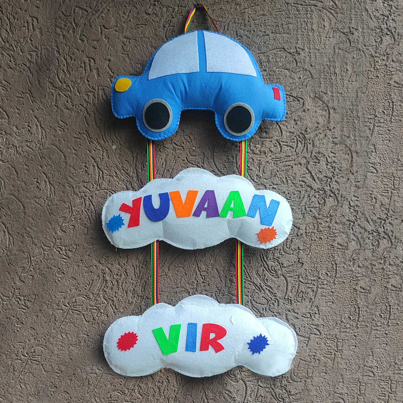 Buy Personalized Handmade Car Theme Felt Name Plate Online On Zwende