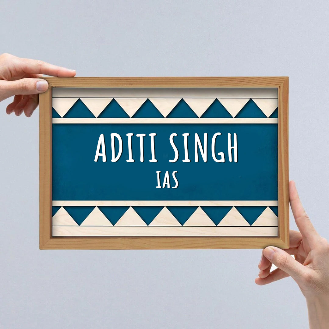 Buy Wooden Personalized Framed Name Plate For IAS Online On Zwende