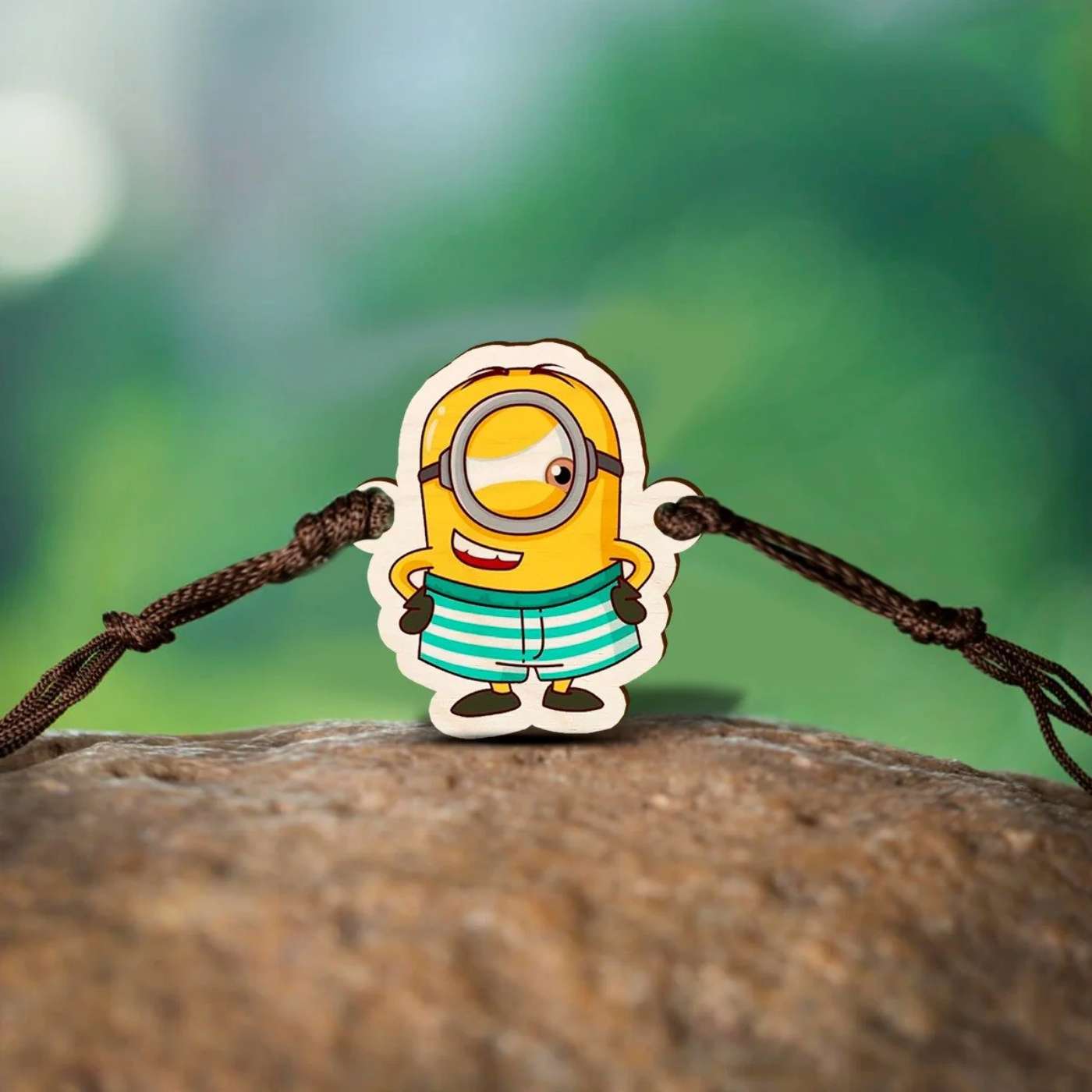 Buy Handmade Minion Wooden Kids Rakhi With Roli Chawal Online On Zwende