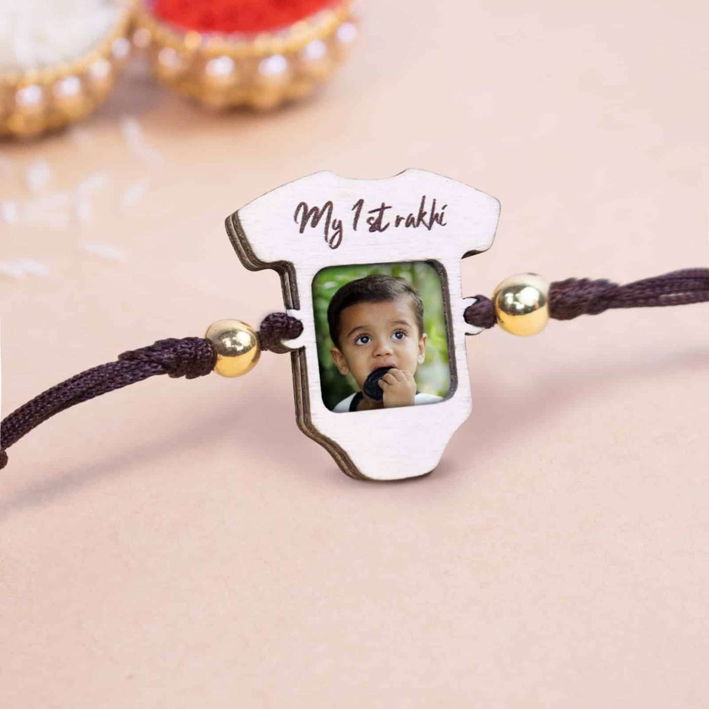 Buy Photo Personalized 'My First Rakhi' Wooden Kids Rakhi For Newborns ...